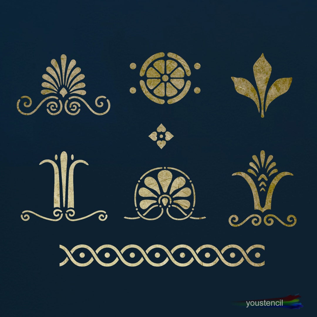 Greek Decorative Motifs Stencil #2 , for Walls, Art and Furniture. ST36 ...