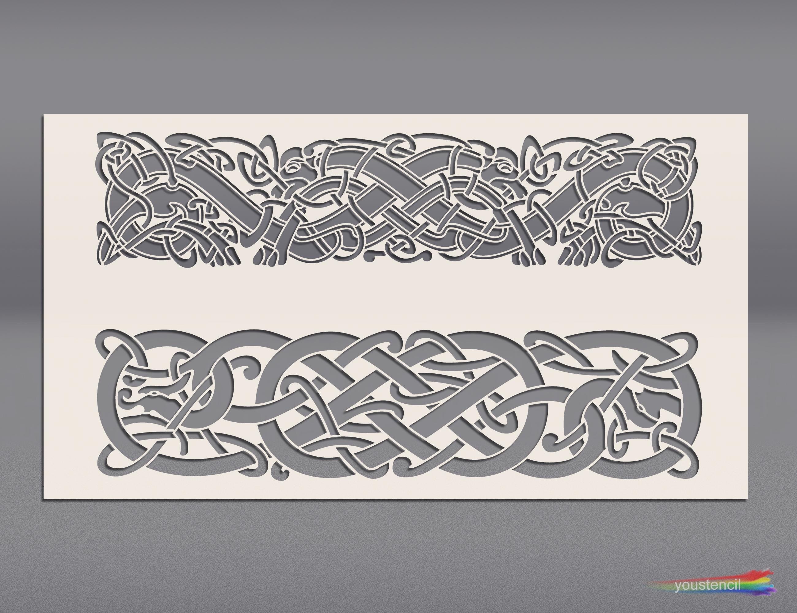 Large Celtic Knot Border Stencils for Walls, Furniture and Art , ST123 ...
