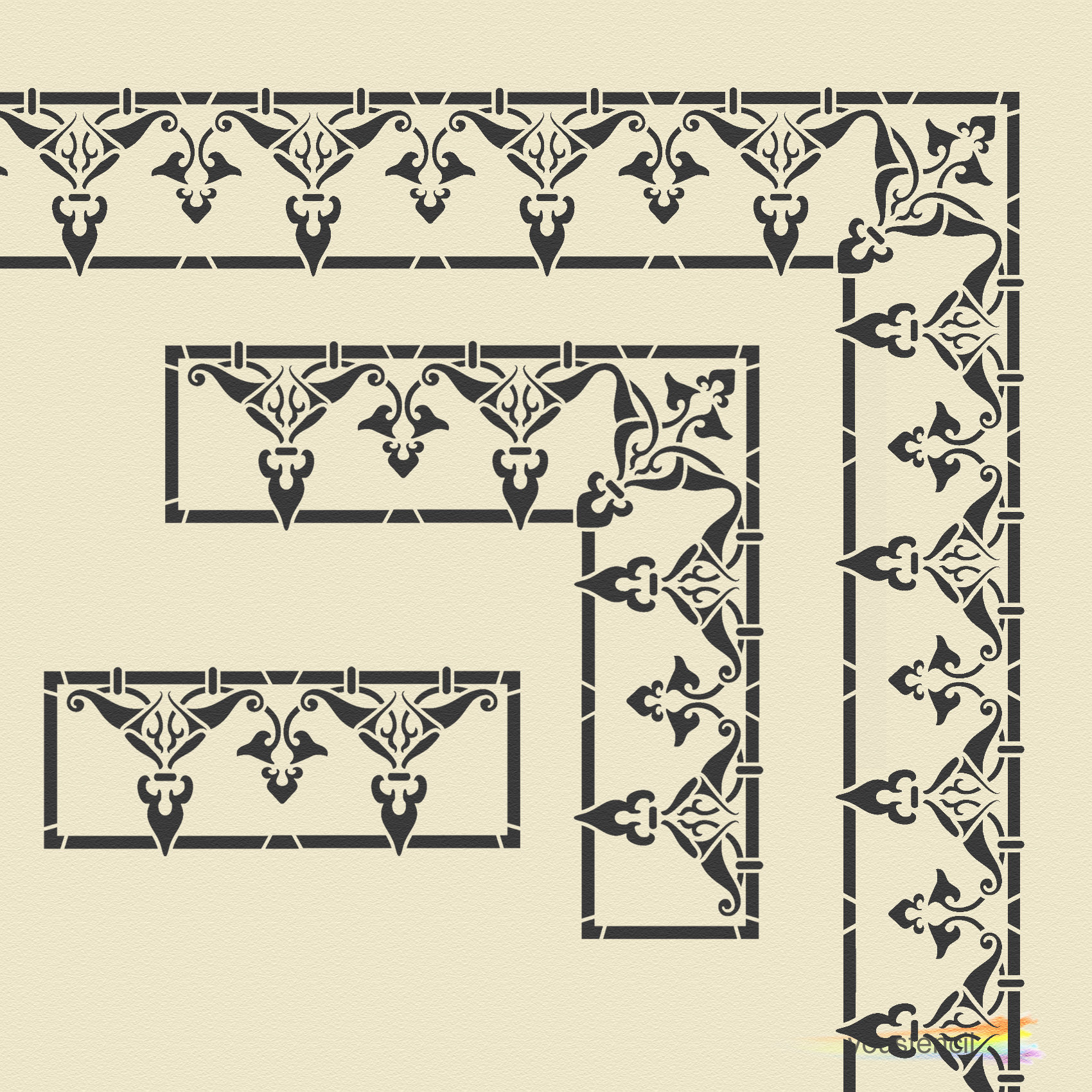Moroccan Border Stencil With Corner and Terminations . for - Etsy UK