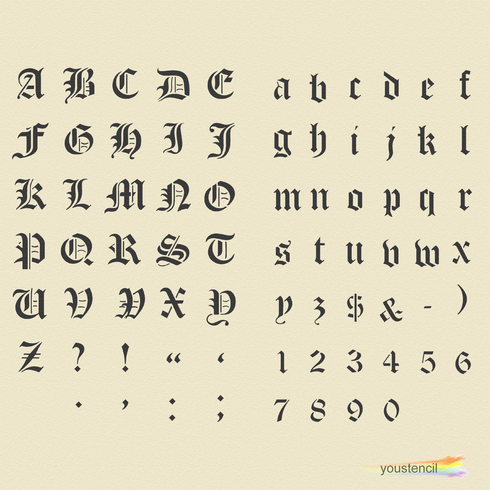 Old English Lettering Stencil, ST55 - Etsy