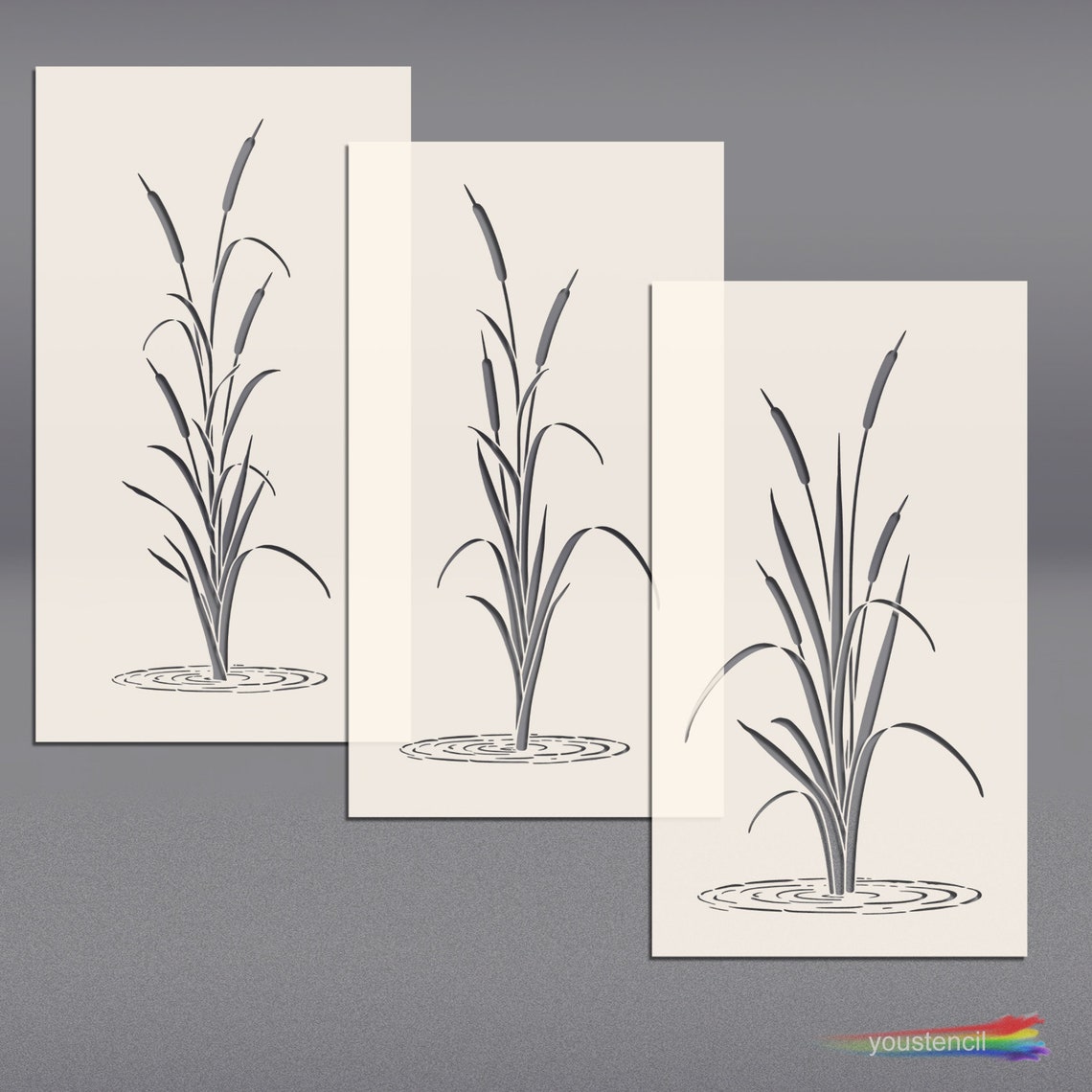 Cattail Wall Stencil Set large ST85 | Etsy