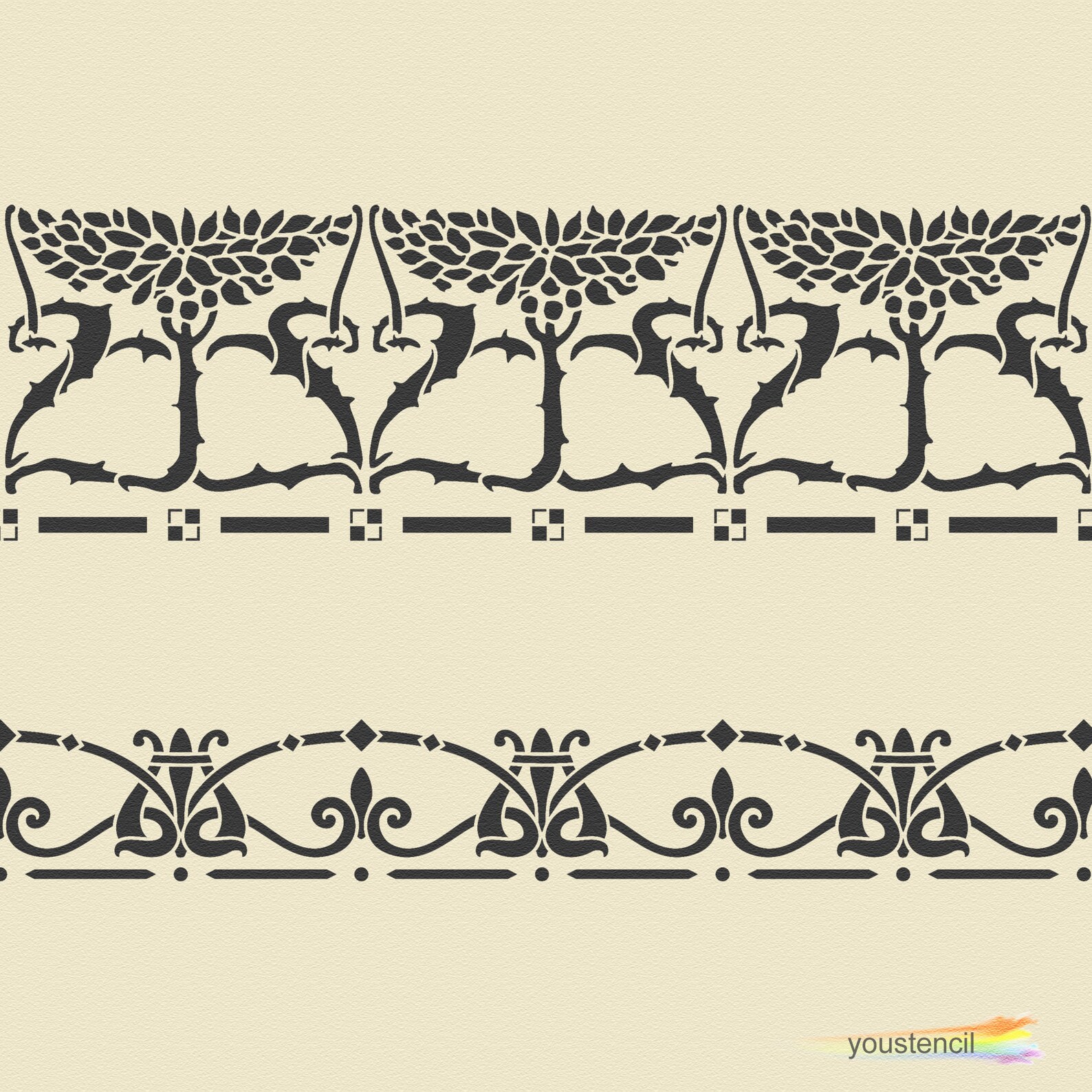 Border Stencil Set. Early 20th Century . for Art Walls and - Etsy
