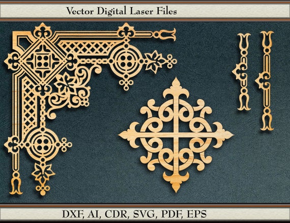 Gothic Vector Corner Design 104. Svg Dxf Ai Cdr Pdf - Etsy