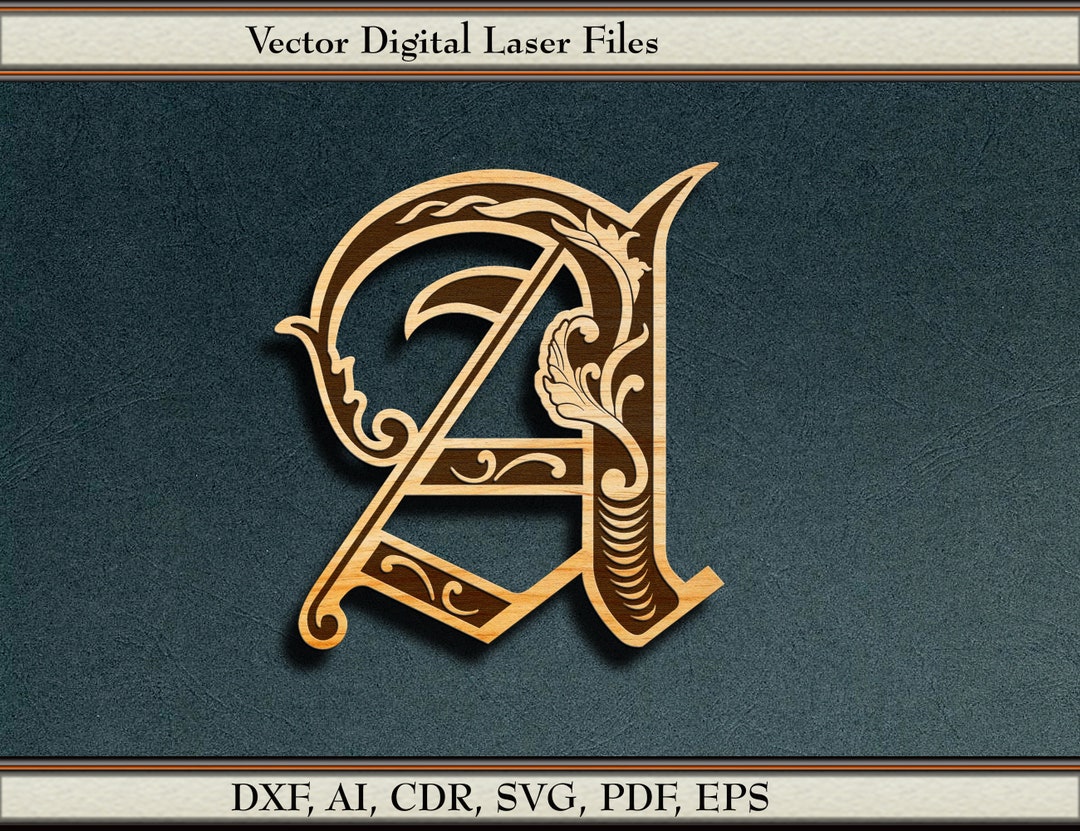 Old English Monogram Letter A, Vector. Svg, Dxf, Ai, Cdr, Pdf, Eps. for ...