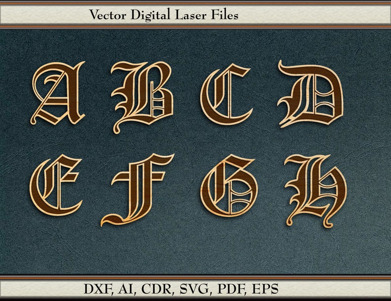 Old English Lettering Vector. Svg Dxf Ai Cdr Pdf Eps. - Etsy