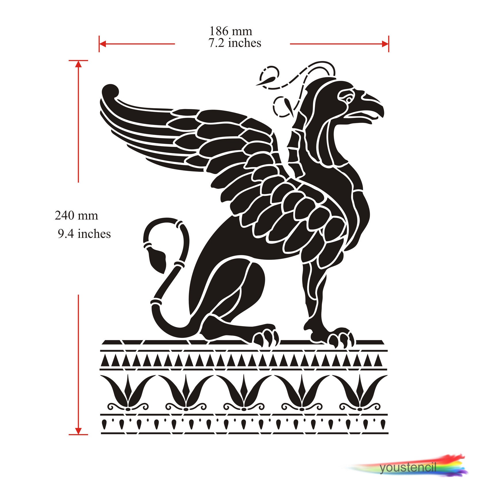 Greek Griffin Stencil . for Art Walls and Furniture. ST100 | Etsy Australia