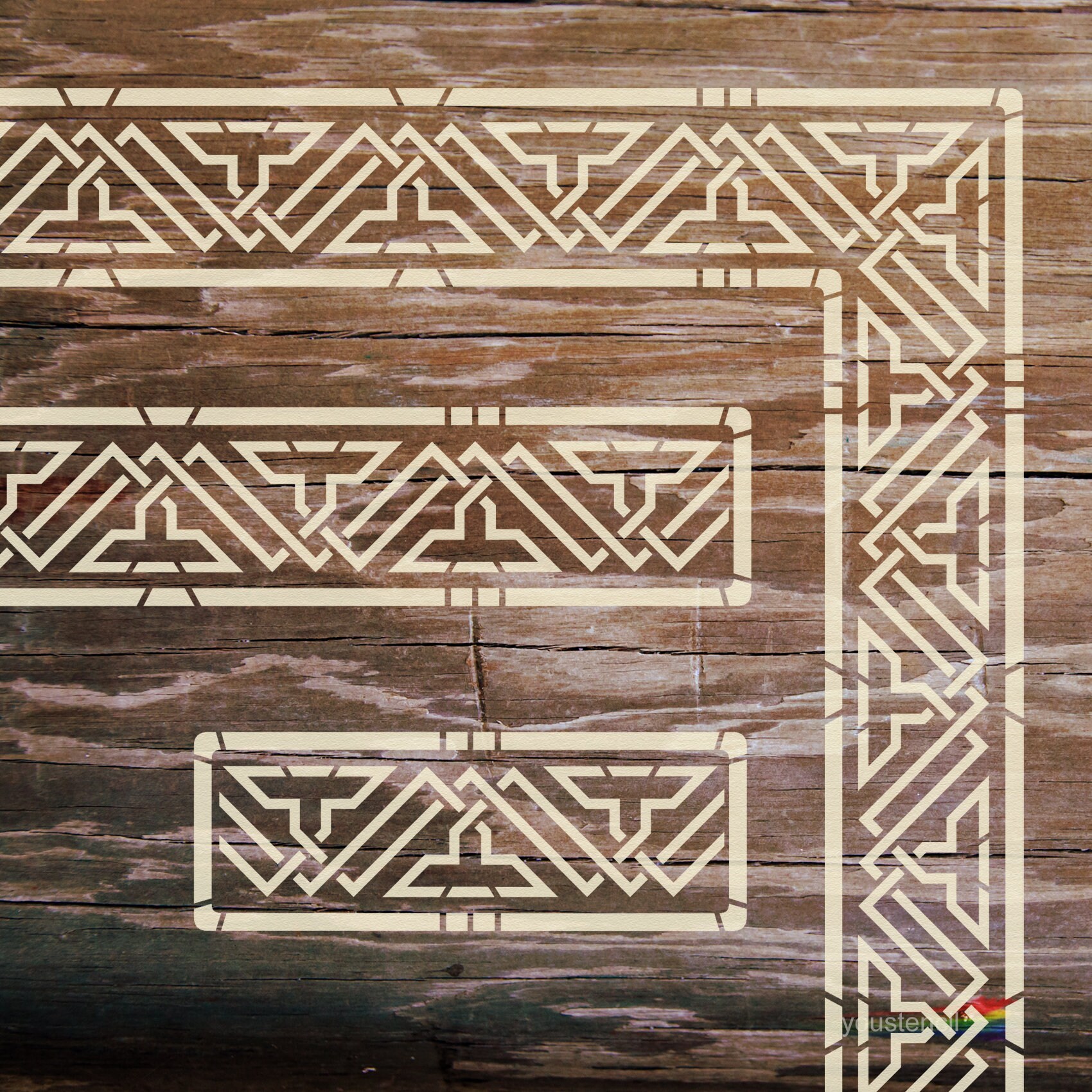 Moroccan Border Stencil With Corner and Terminations for Art | Etsy