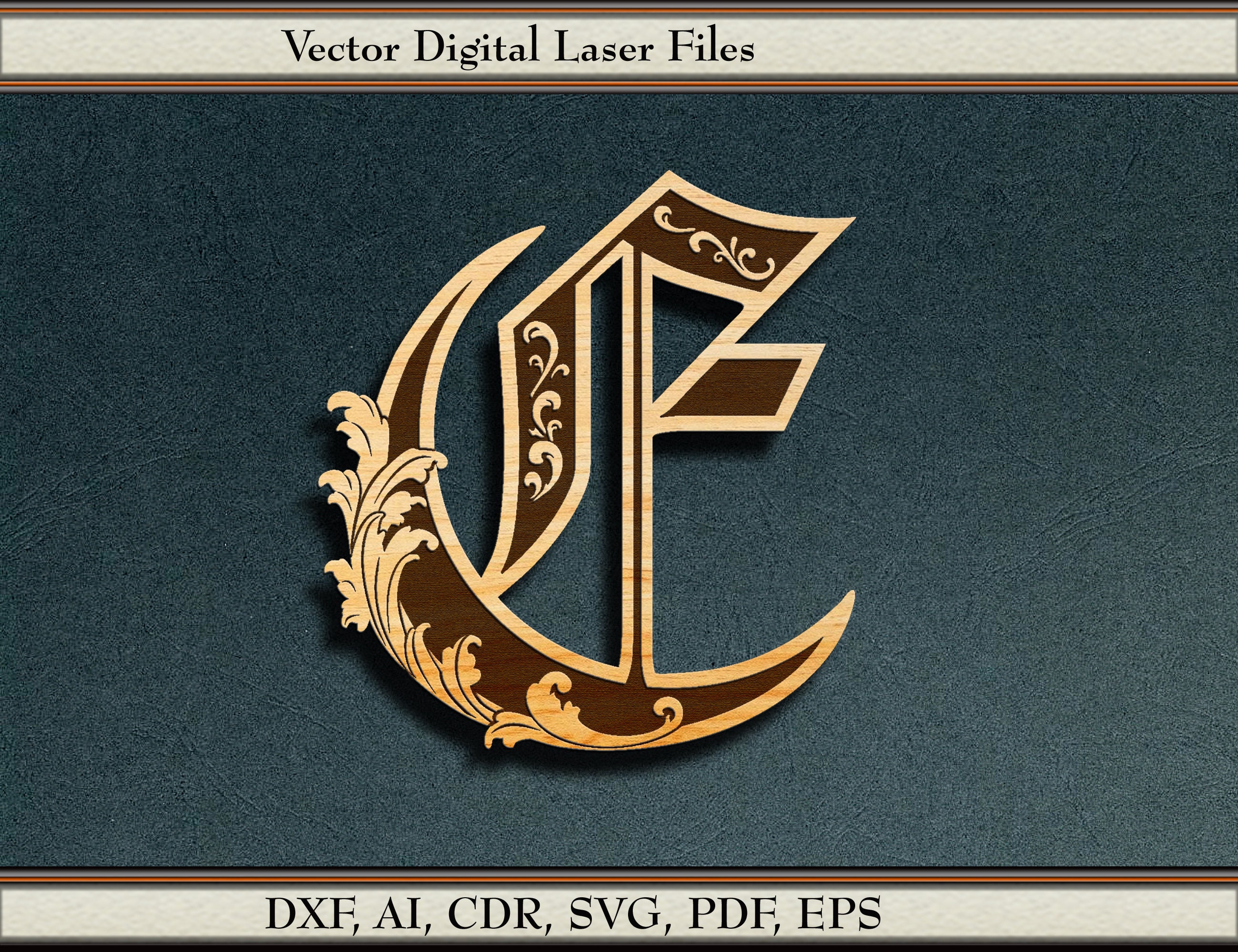 Old English Monogram Letter E, Vector. Svg, Dxf, Ai, Cdr, Pdf, Eps. for ...