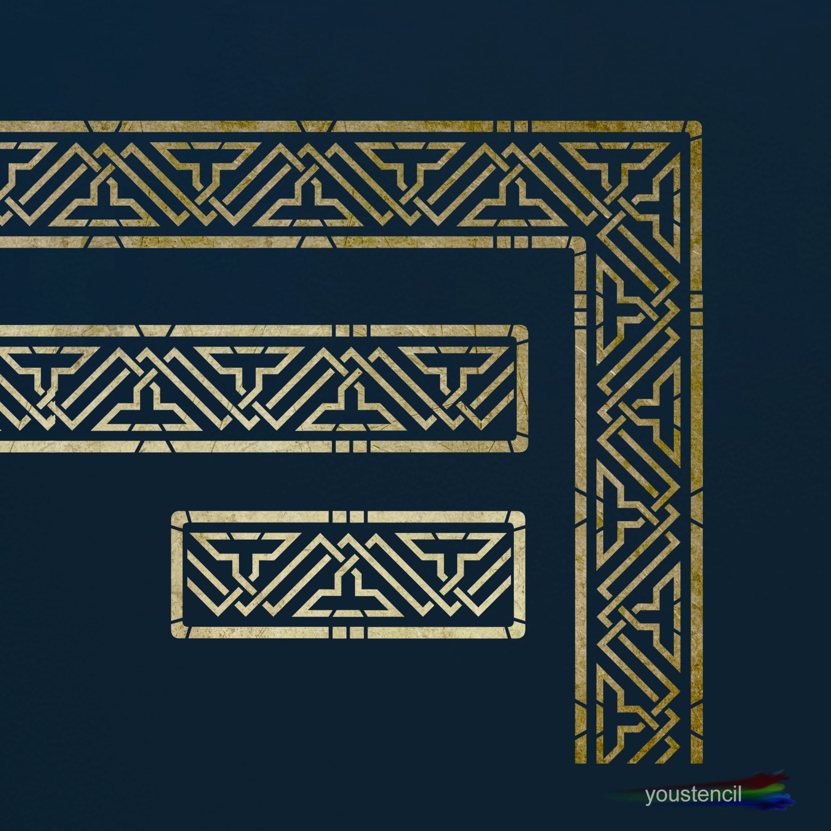 Moroccan Border Stencil With Corner and Terminations for Art | Etsy