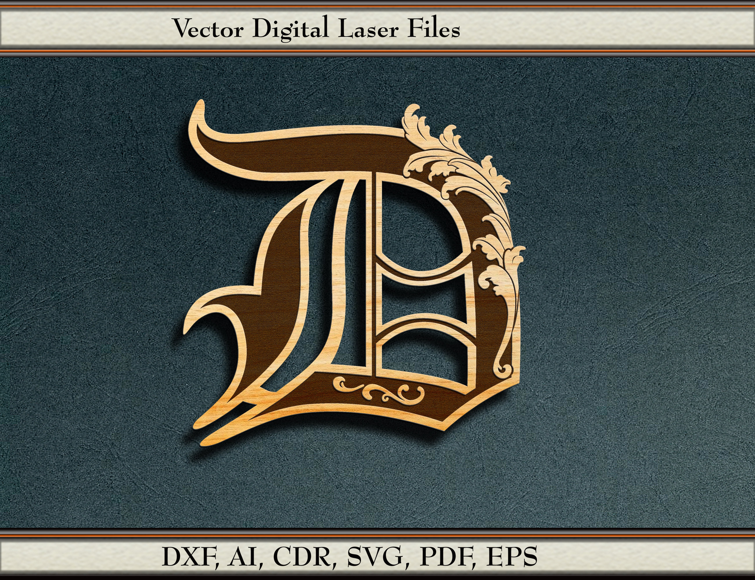 Old English Monogram Letter D, Vector. Svg, Dxf, Ai, Cdr, Pdf, Eps. for ...