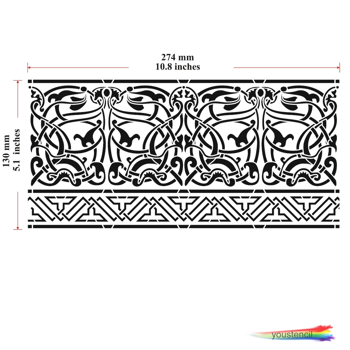 Moroccan Border Stencil for Art Walls and Furniture ST96R | Etsy