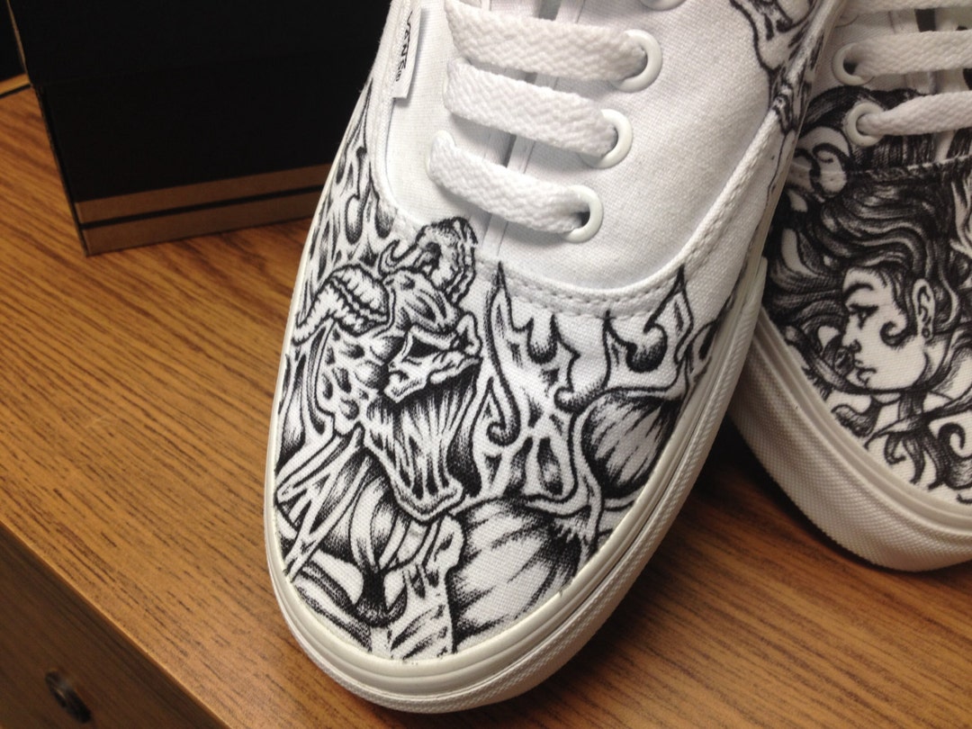 Hand Drawn Angel Vs. Demon Tattoo Shoes - Etsy