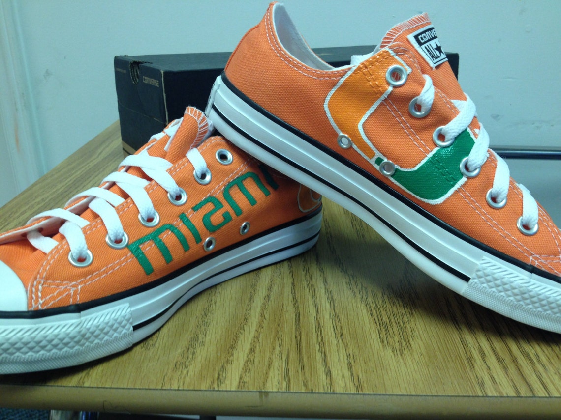 University of Miami Hand Painted Shoes - Etsy