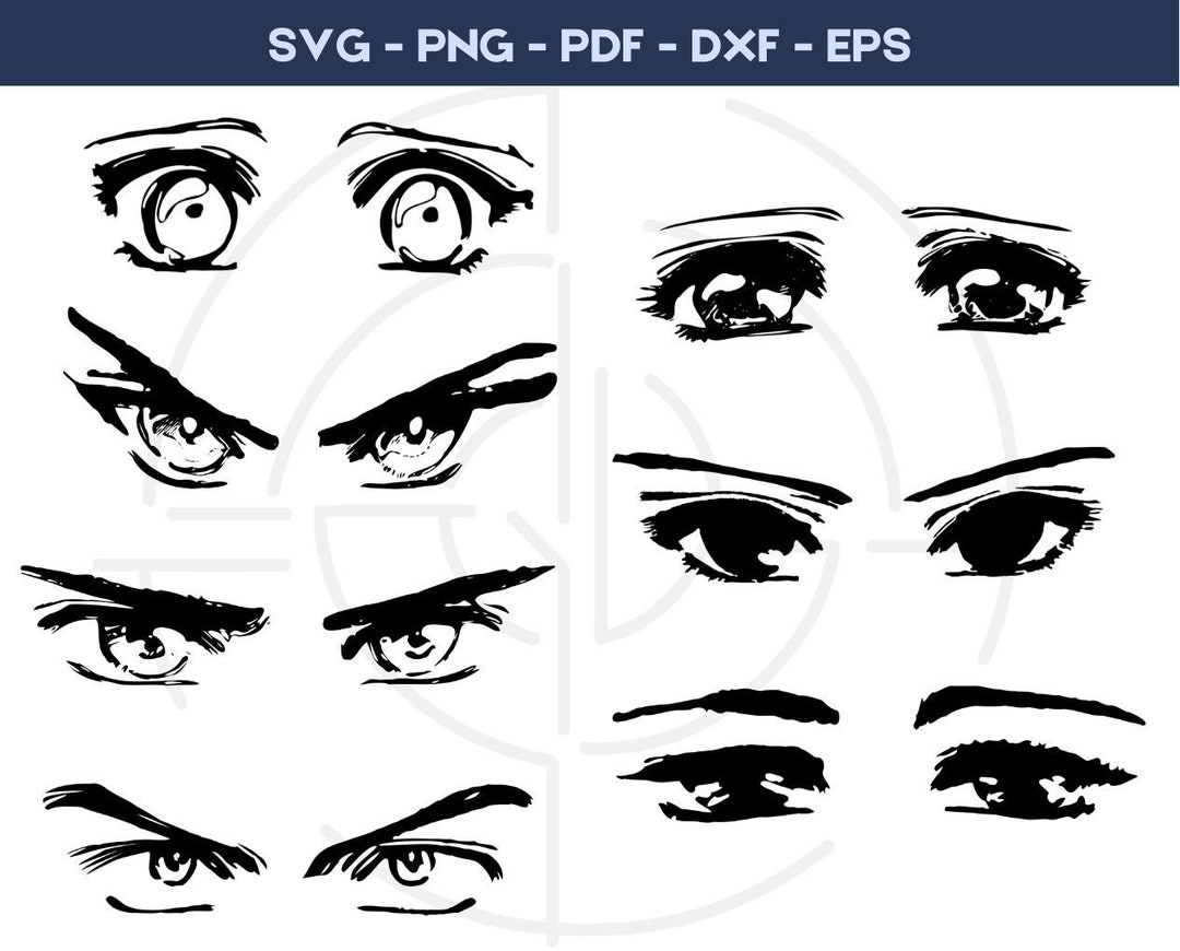 Emotional Manga Anime Eyes Svg File, Eyelashes Svg, Eyes Clipart, Emoji ...