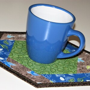 Set of 3 Handmade Quilted Mug Rugs Hexagon Candle Mats Blue - Etsy