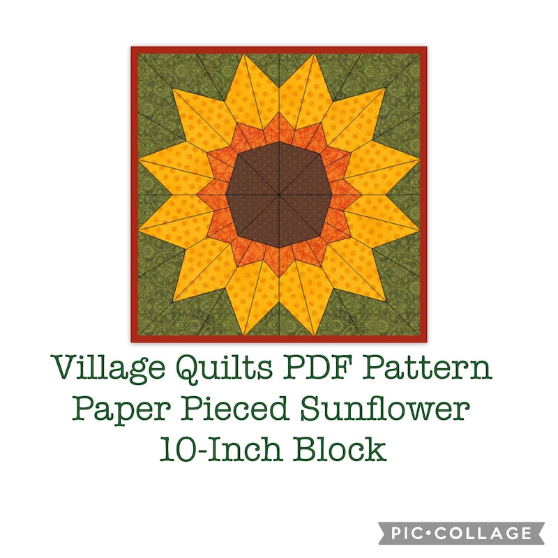 Sunflower Quilt Block Pattern - Etsy