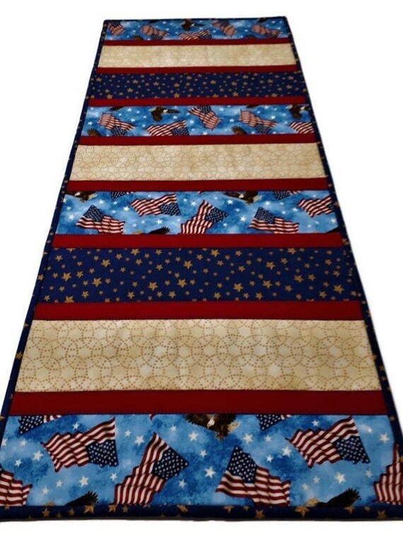 Quilted Patriotic Table Runner Americana Table Topper | Etsy Canada