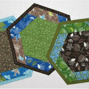 Set of 3 Handmade Quilted Mug Rugs Hexagon Candle Mats Blue - Etsy
