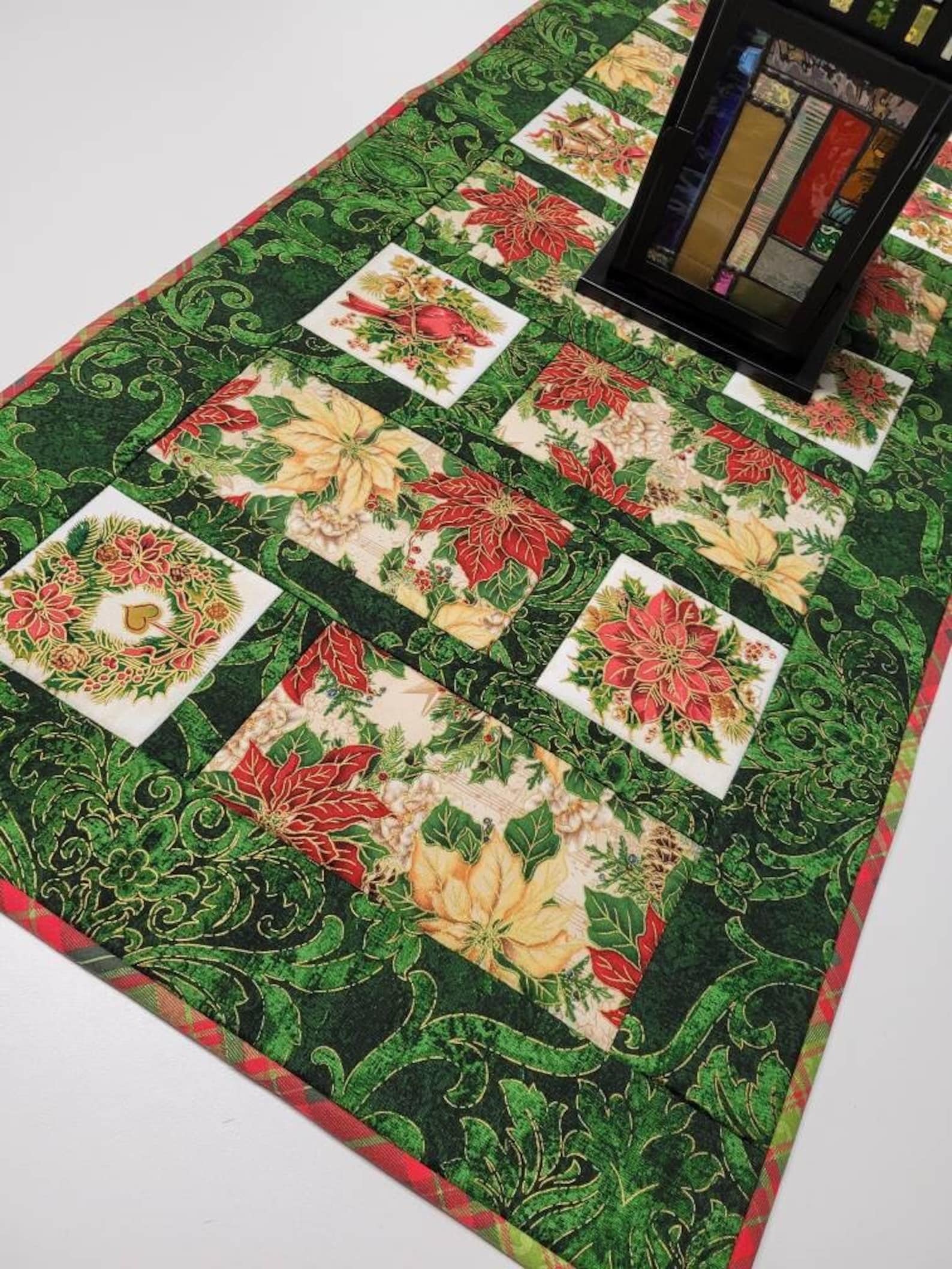 Christmas Quilted Table Runner Handmade Holiday Quilted Table - Etsy