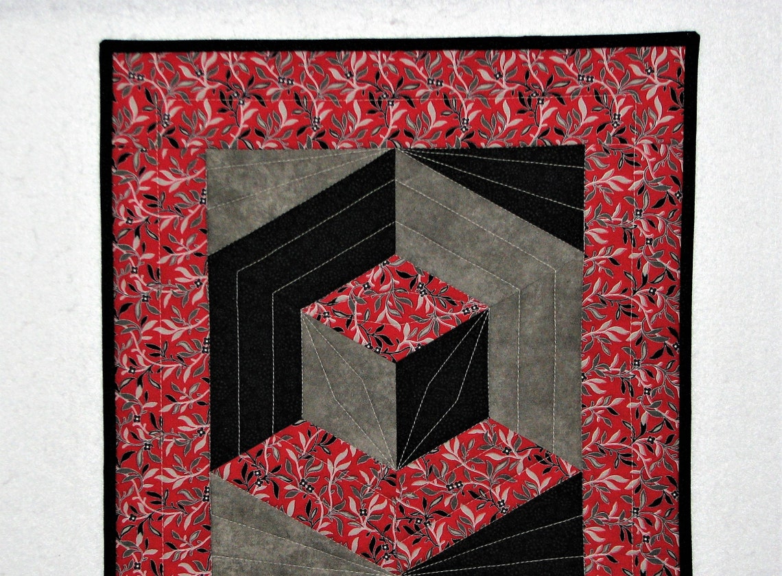 Modern Quilted Wall Hanging Floating Cubes Art Quilt | Etsy