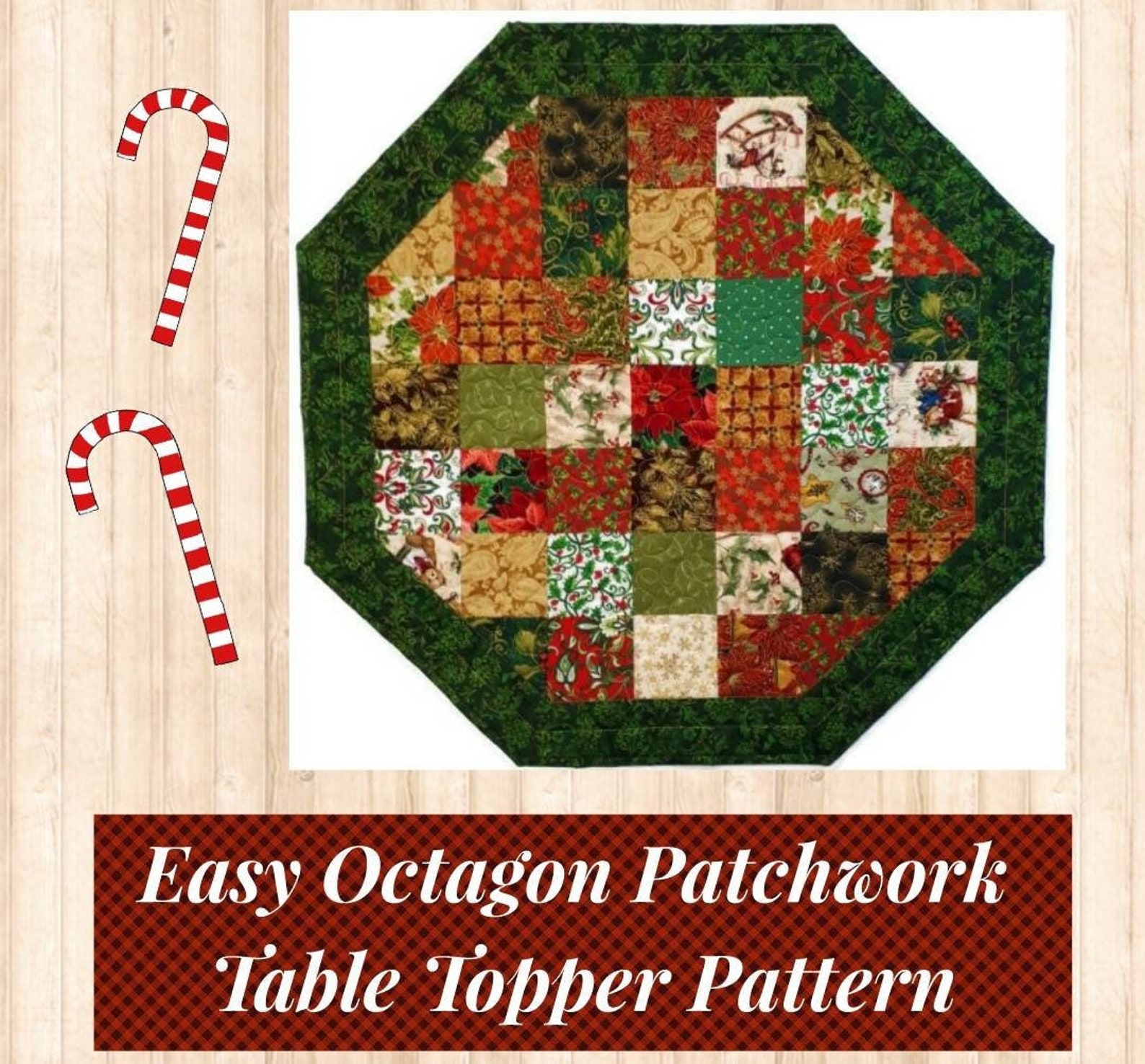 Easy Octagon Patchwork Table Topper PDF Pattern Village - Etsy
