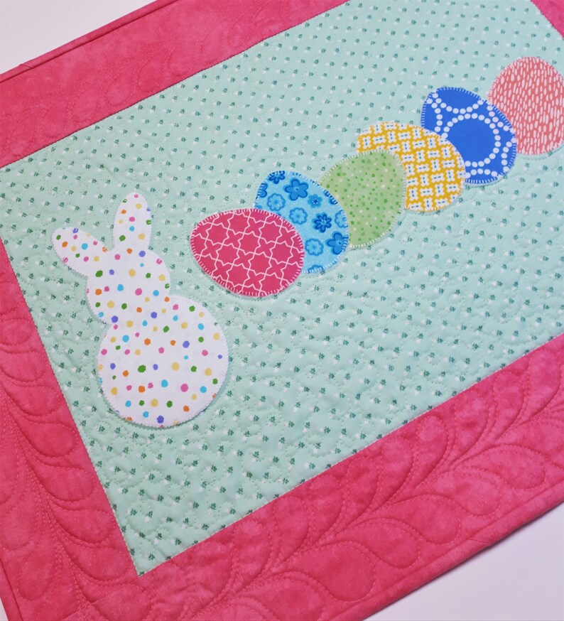 Quilted Easter Table Topper Appliqued Easter Bunny and Eggs - Etsy
