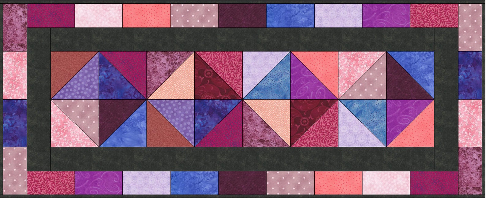 Half Square Triangle Table Runner PDF Pattern: Beginner Friendly Charm ...