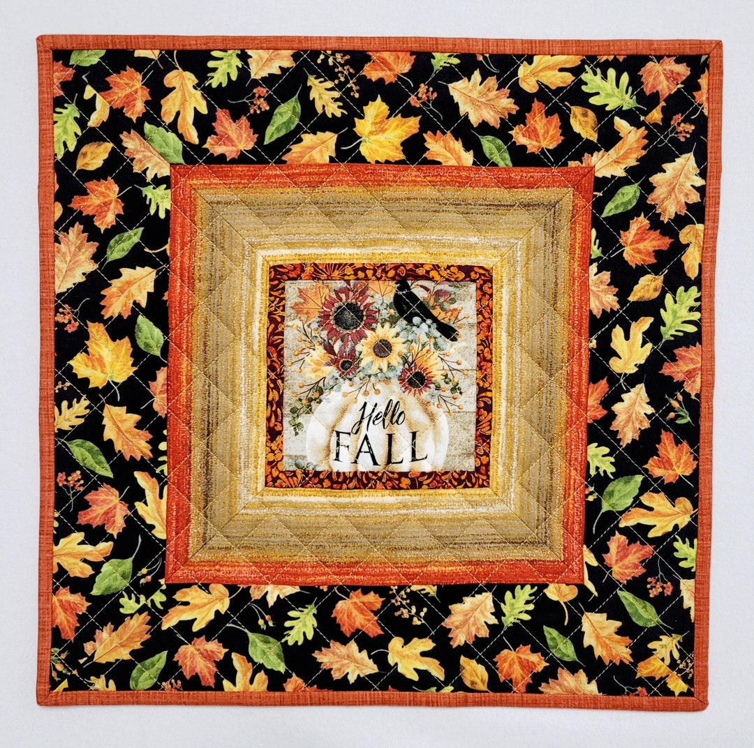 Autumn Quilted Wall Hanging, Rustic Fall Art Quilt, 13