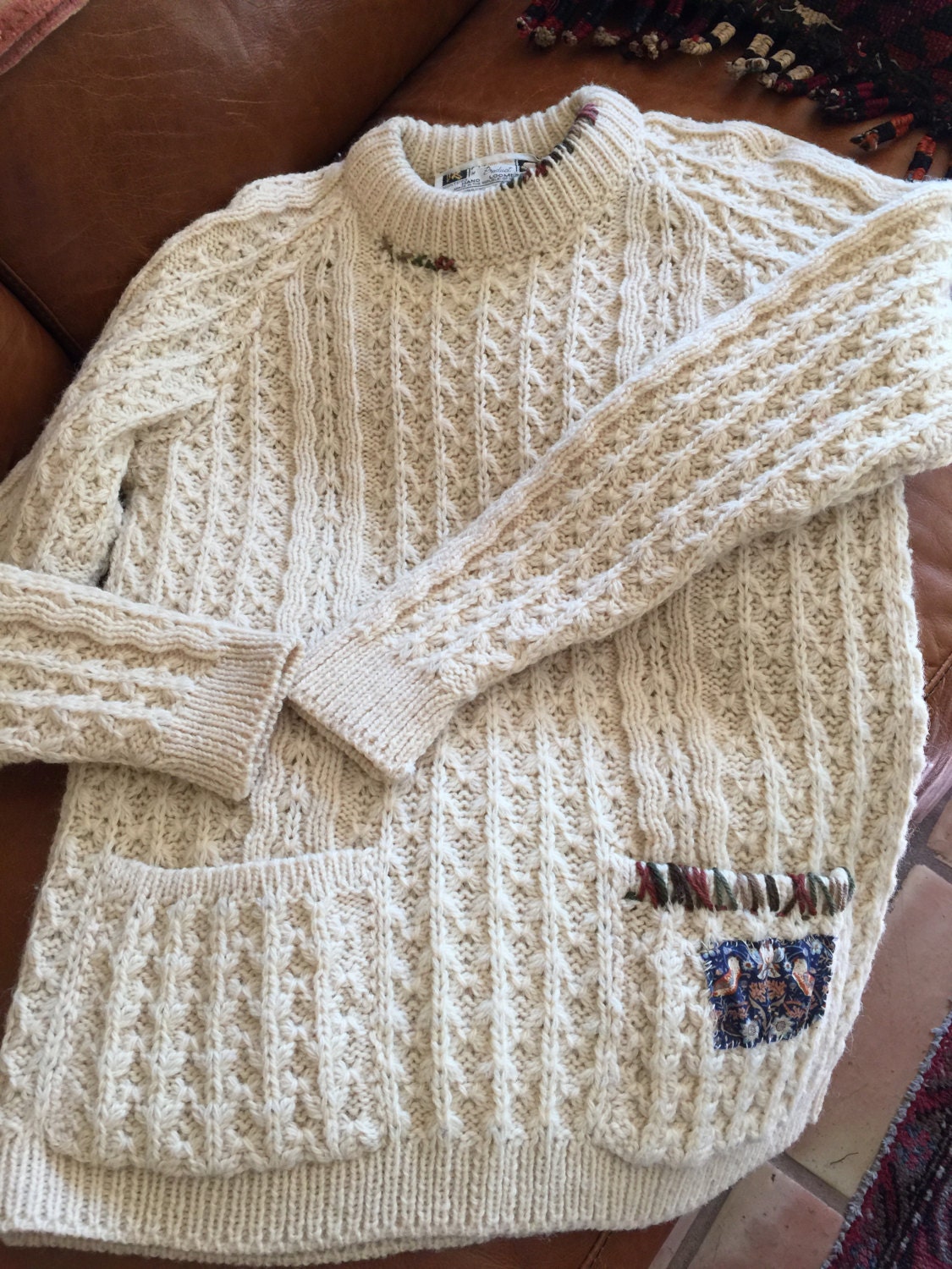 Vintage Embellished Hand Knit Sweater - Etsy