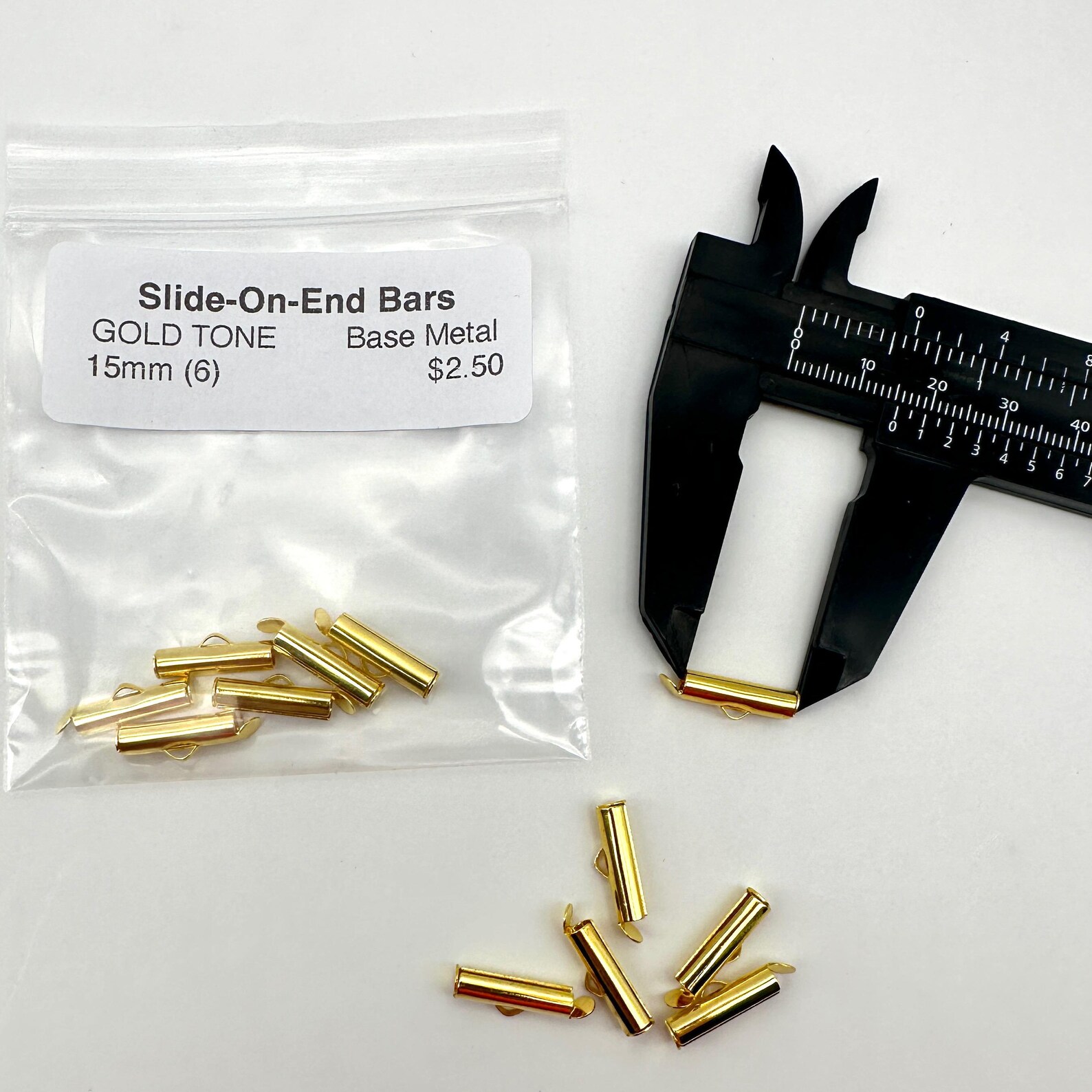15mm Slide-on End-bars for DIY Jewelry Making Base Metal, 4 Colors ...