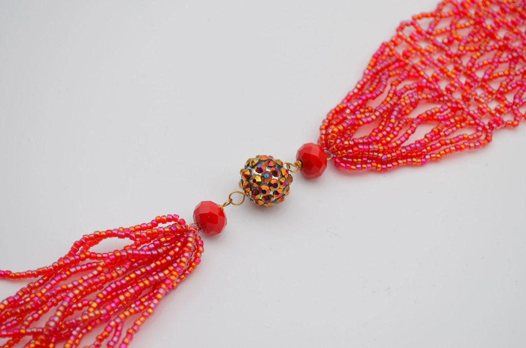Hand Stitched Vintage Flapper Inspired Y-shape Geometric Long Necklace ...
