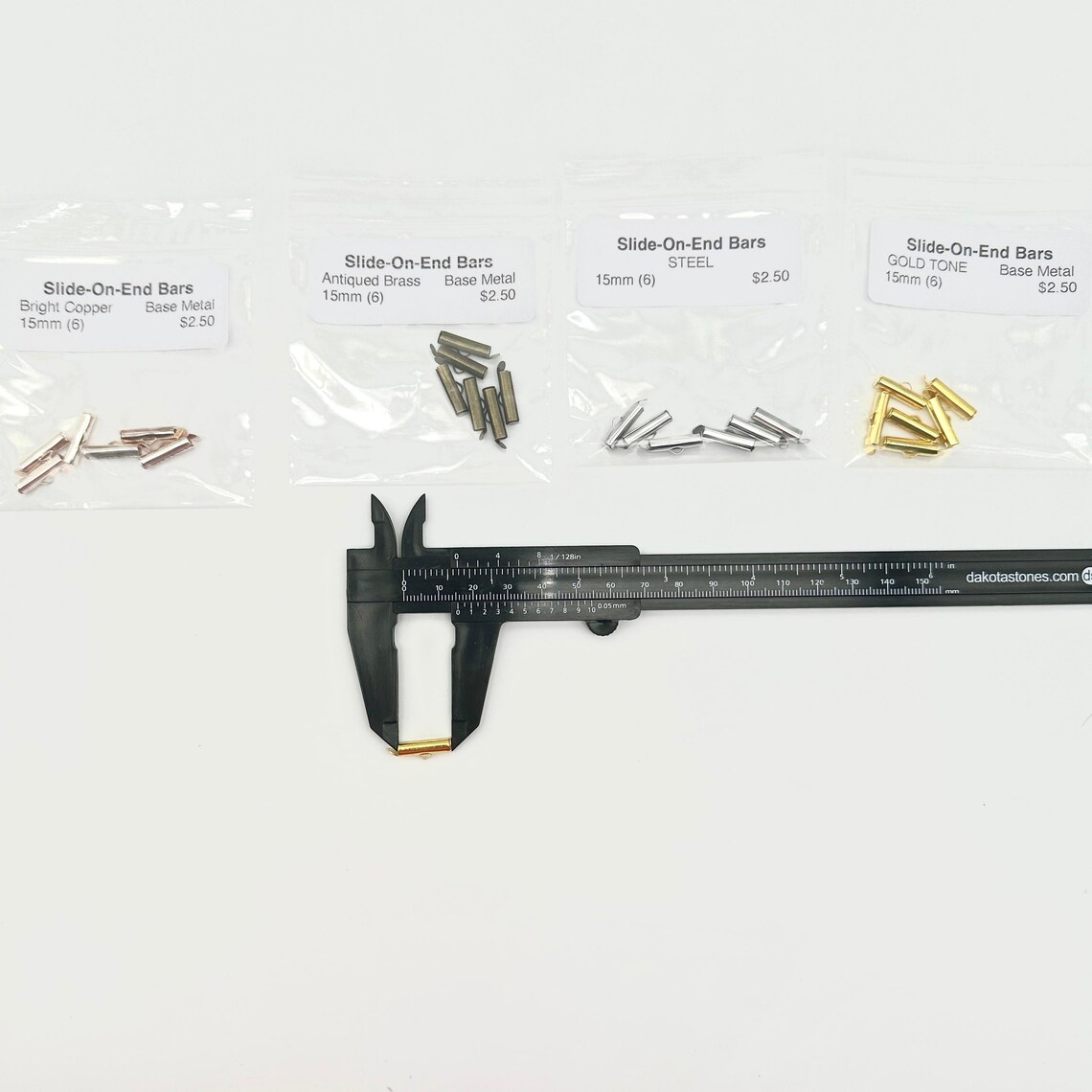 15mm Slide-on End-bars for DIY Jewelry Making Base Metal, 4 Colors ...