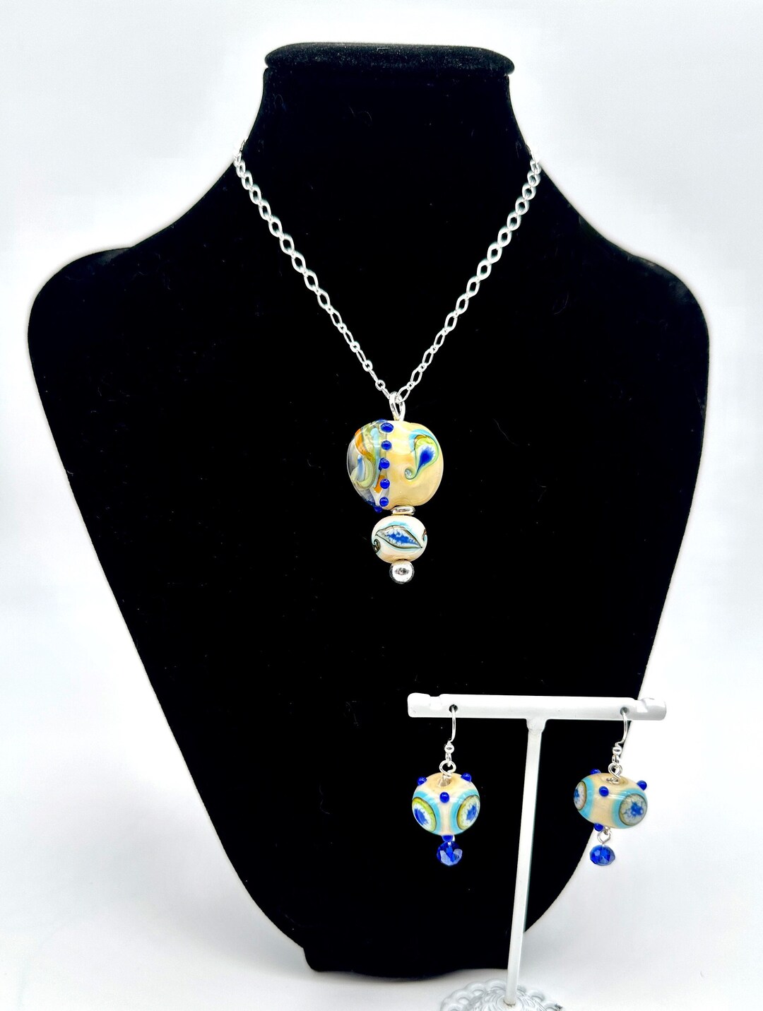 Elegant Original Handmade Torch Bead Necklace and Earring Set - Etsy