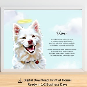 Your Pet Memorial Portrait | Custom Personalized Wall Art | Loss Grief ...