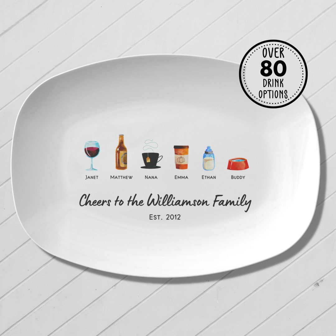 Family Drinks Platter | Custom Names Personalized Plate | Family ...