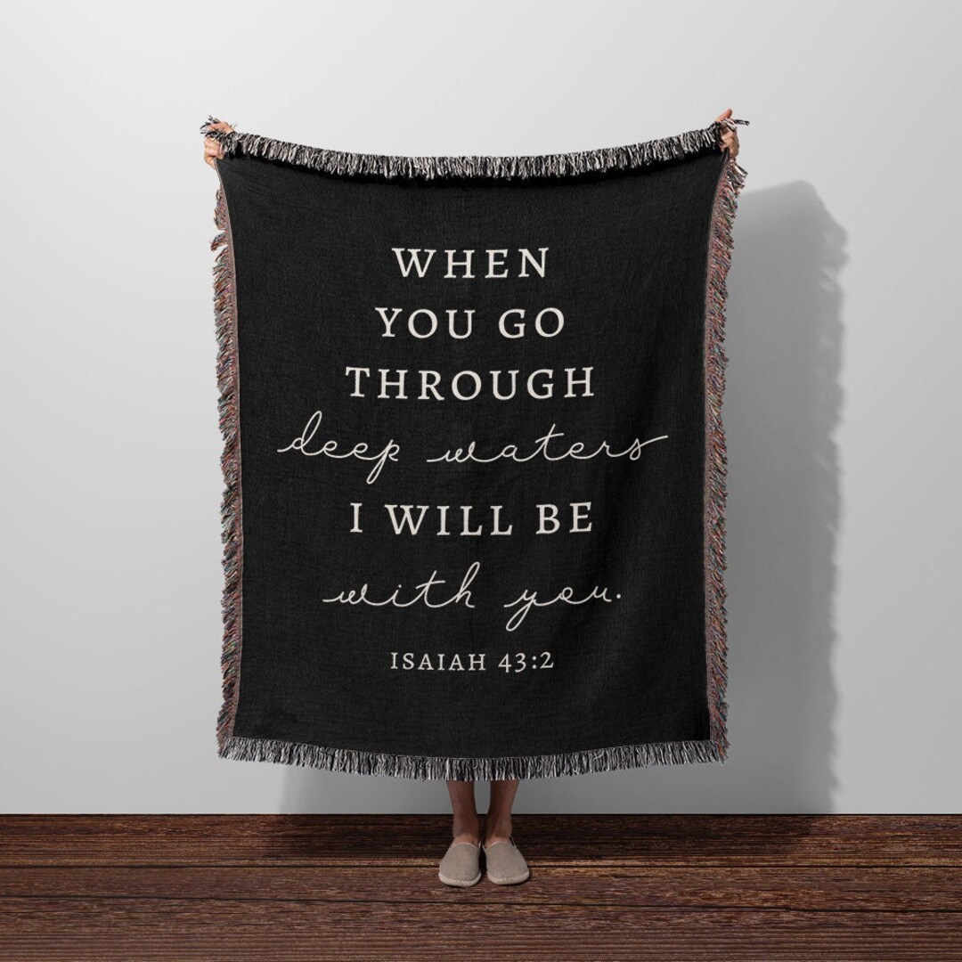 Scripture Deep Waters Woven Blanket | Isaiah 43:2 Christmas Gift ...