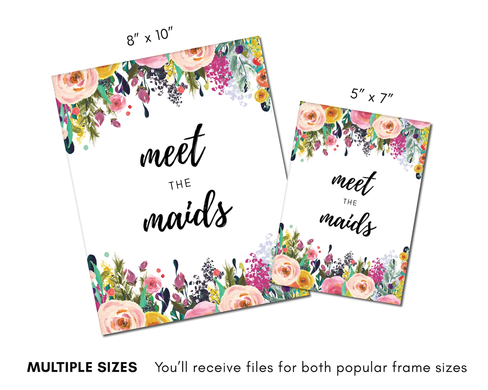 Meet the Maids Sign Printable Bridal Shower Bright Blooms - Etsy