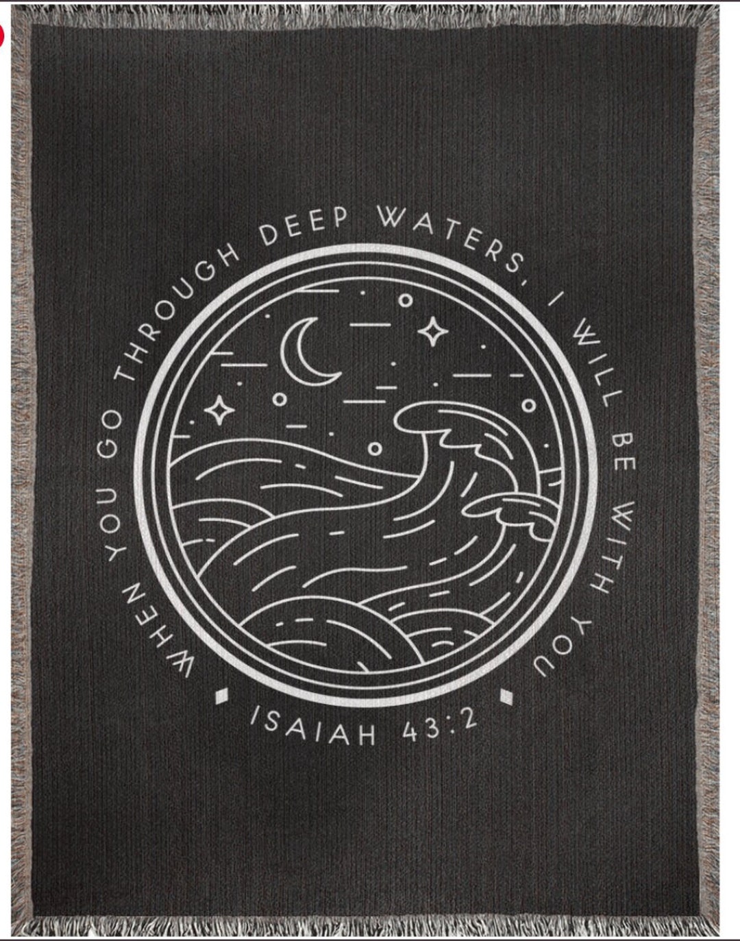 Deep Waters, Scripture Waves Black Woven Blanket | Isaiah 43:2 ...