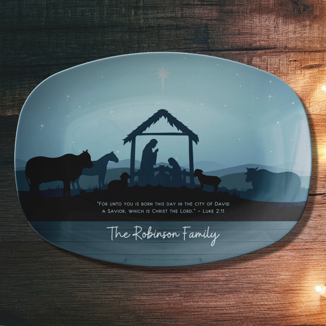 Personalized Nativity Platter | Family Name Custom Christmas Decor ...