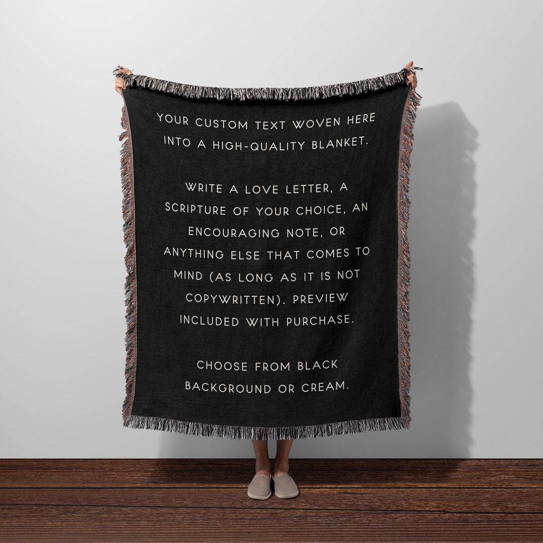YOUR Custom Text Blanket Letter Note Vows Scripture Personalized Second ...