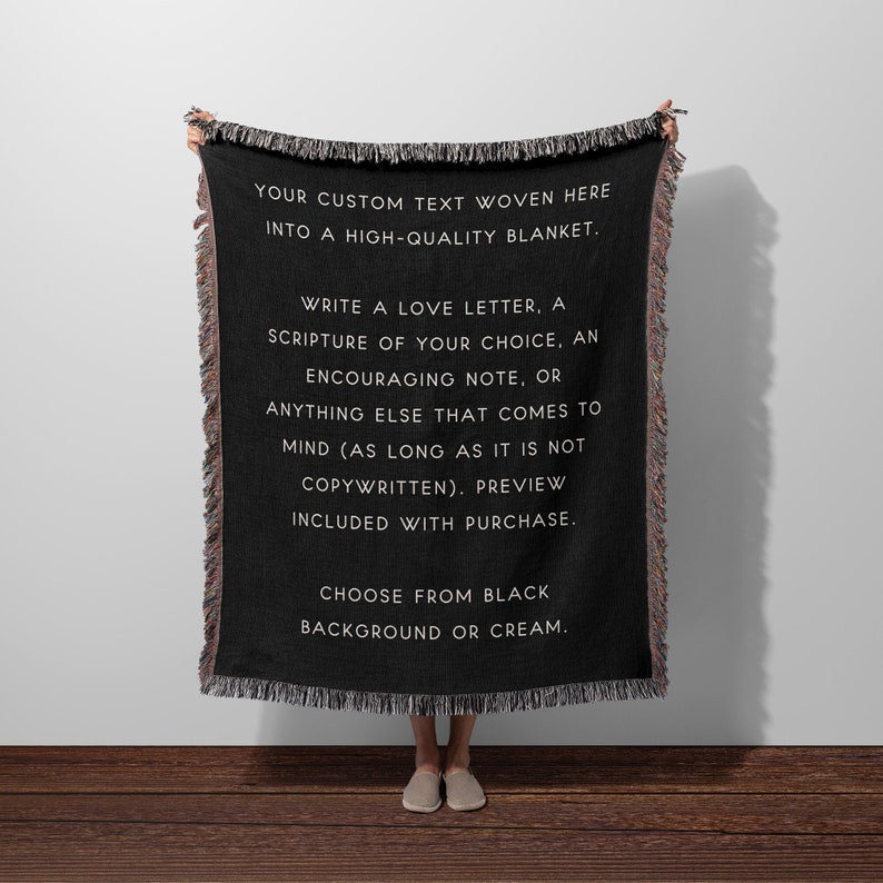 YOUR Custom Text Blanket | Letter Note Vows Scripture | Personalized ...