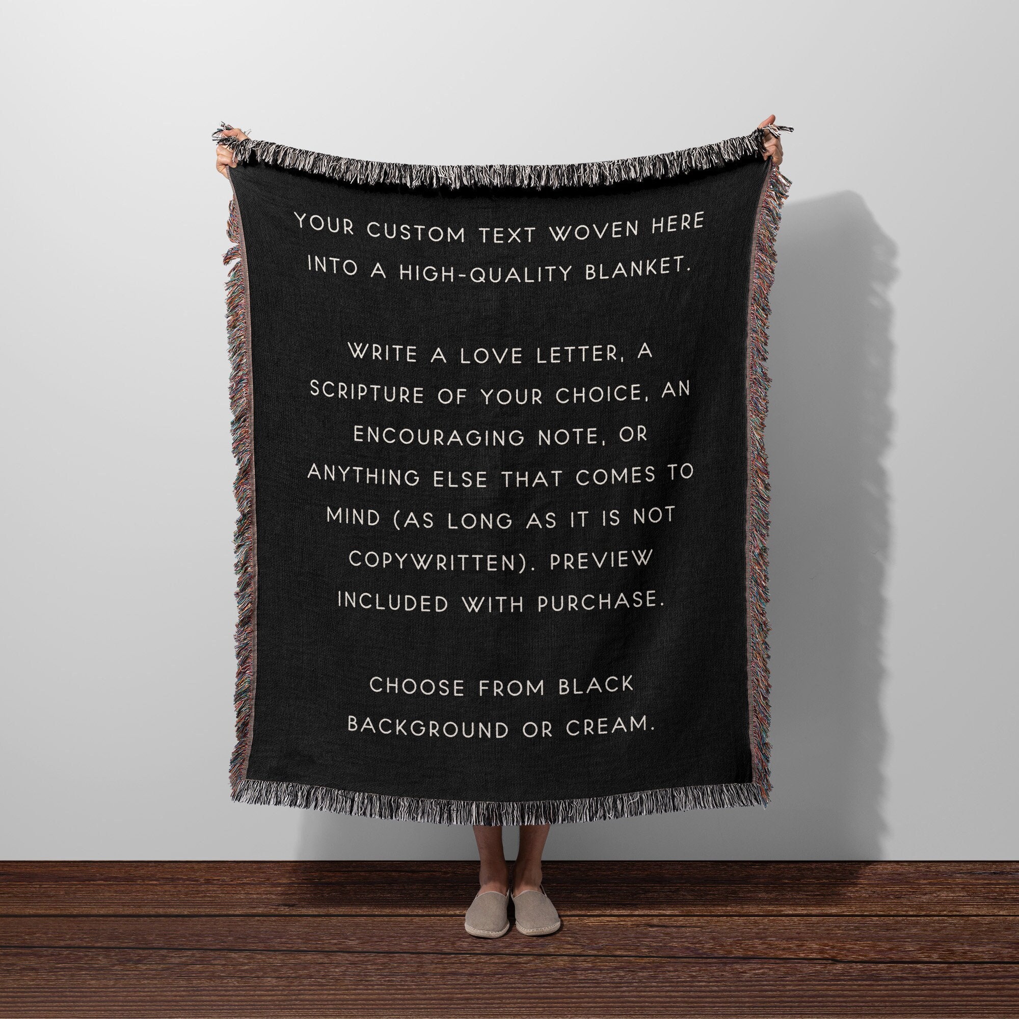 YOUR Custom Text Blanket | Letter Note Vows Scripture | Personalized ...