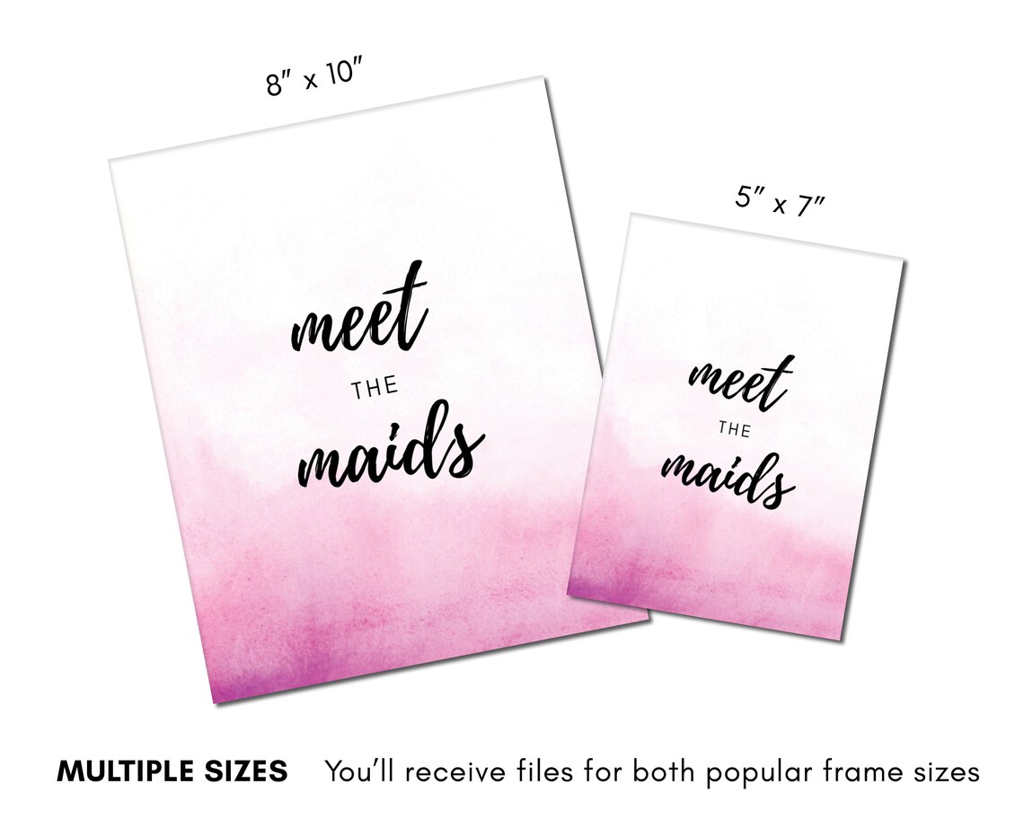 Meet the Maids Sign Printable Bridal Shower Pink Watercolor - Etsy