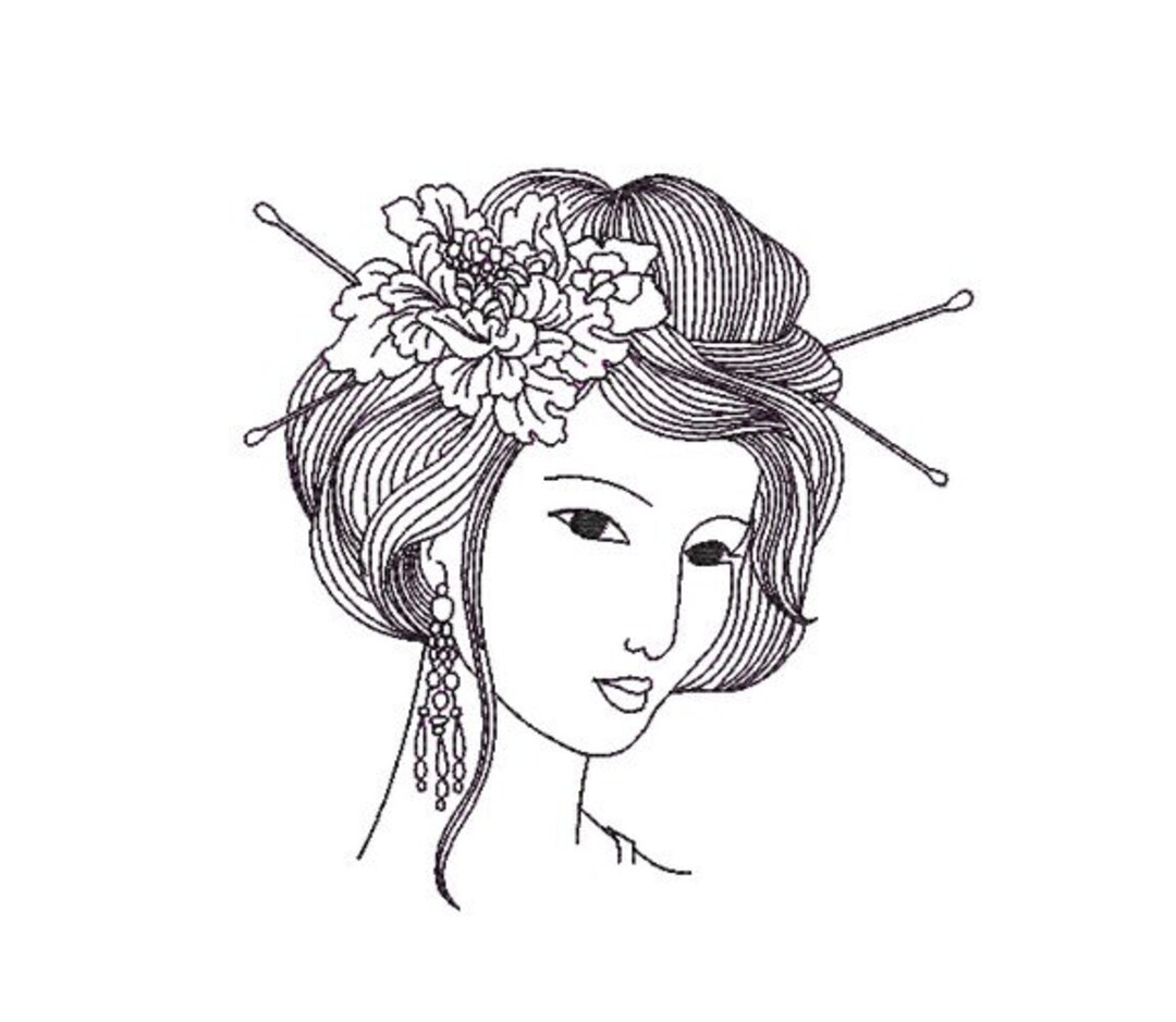 Instant Download Embroidery Design Asian Woman Face - Etsy