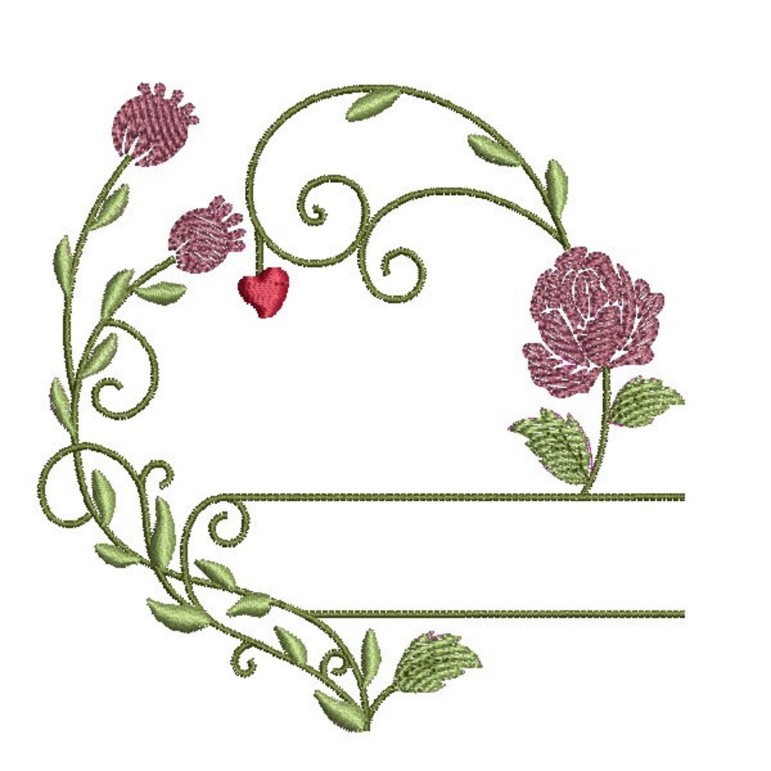 Instant Download Machine Embroidery Design Customizable Flower Frame - Etsy