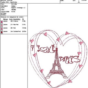 Instant Download Embroidery Design Paris With Heart Eiffel Tower - Etsy
