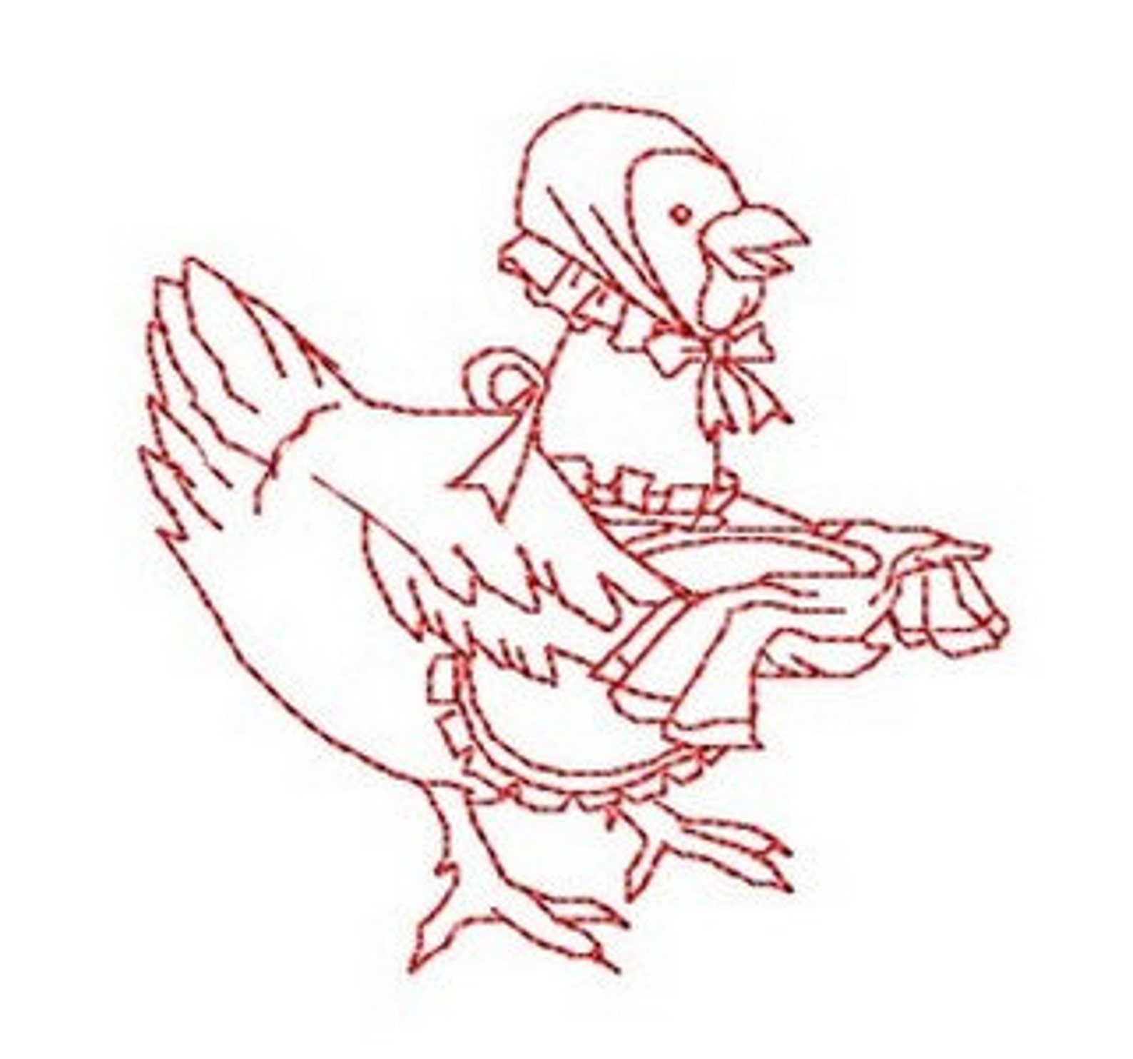 Instant Download Redwork Machine Embroidery Hen Chicken - Etsy