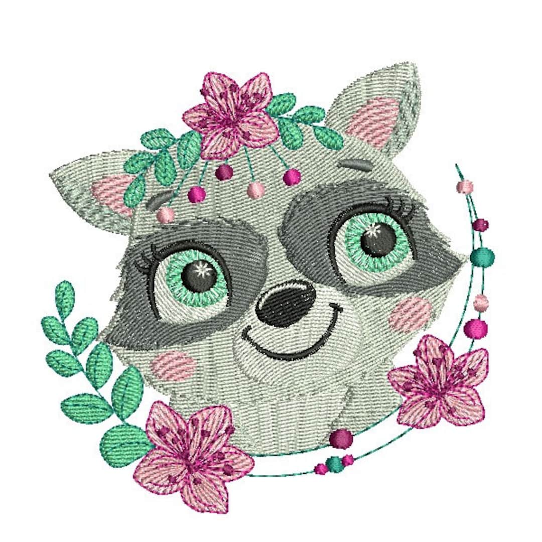 Motif De Broderie Machine à Télécharger Instantanément Raton Laveur ...