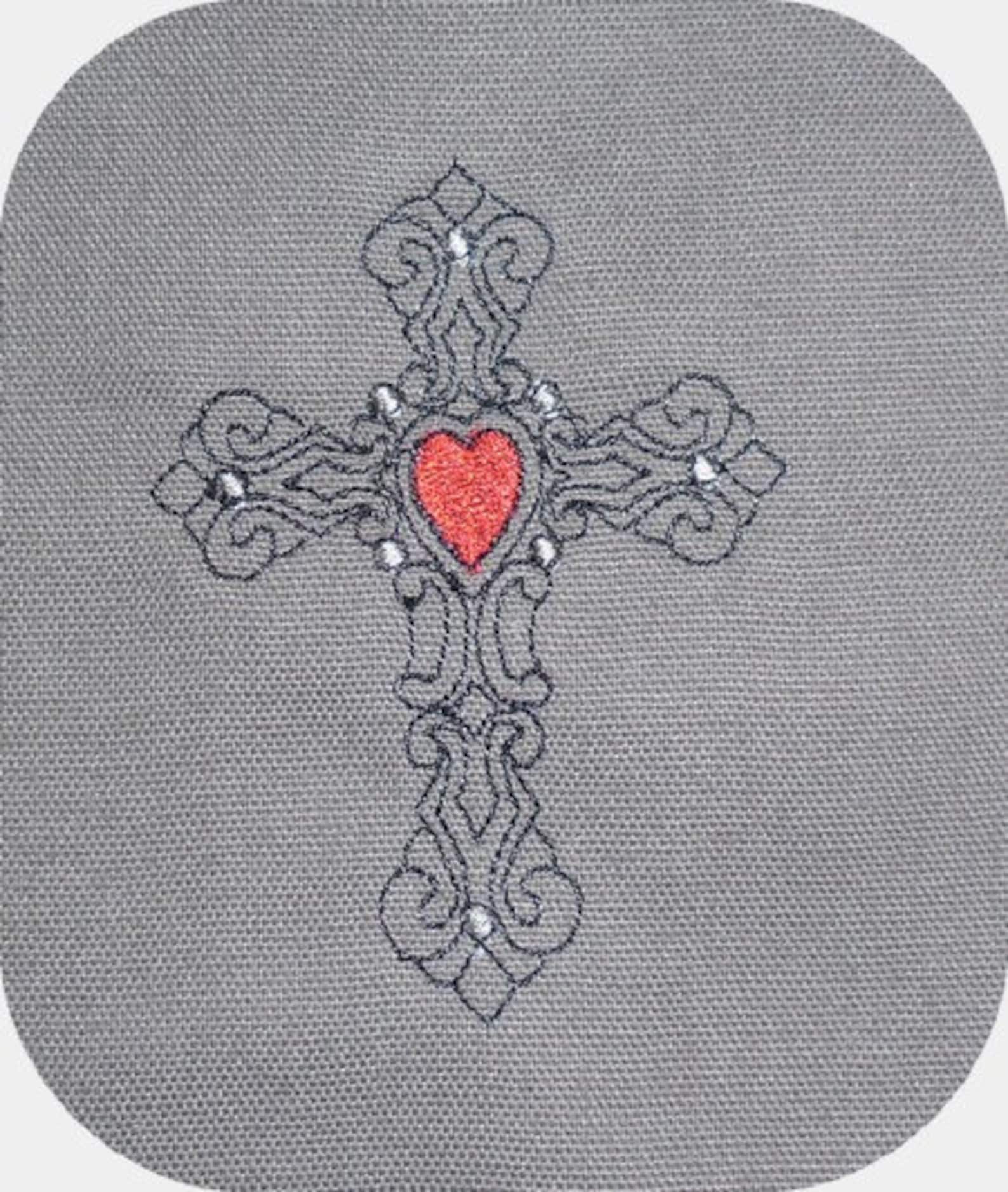 Instant Download Embroidery Design Cross Heart - Etsy