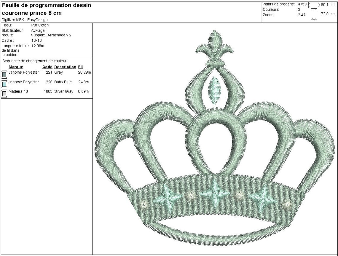 Instant Download Machine Embroidery Design Crown Prince - Etsy